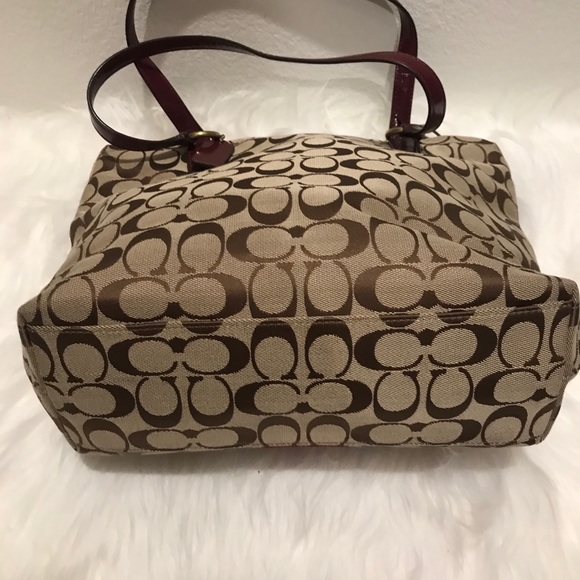 Coach | Bags | Coach Signature Merlot Stripe Tote Bag | Poshmark